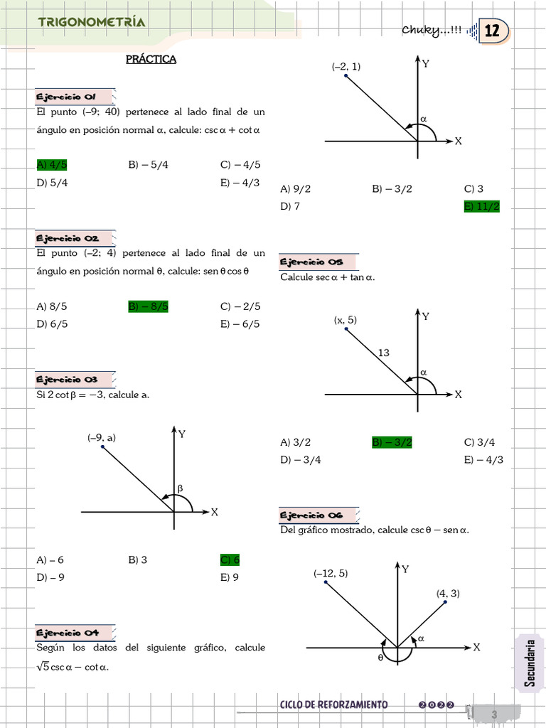 R.T. de Ángulos de Cualquier Magnitud I - Práctica I | PDF