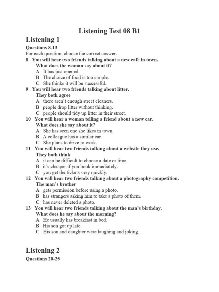 Listening Test 08 B1 Pdf