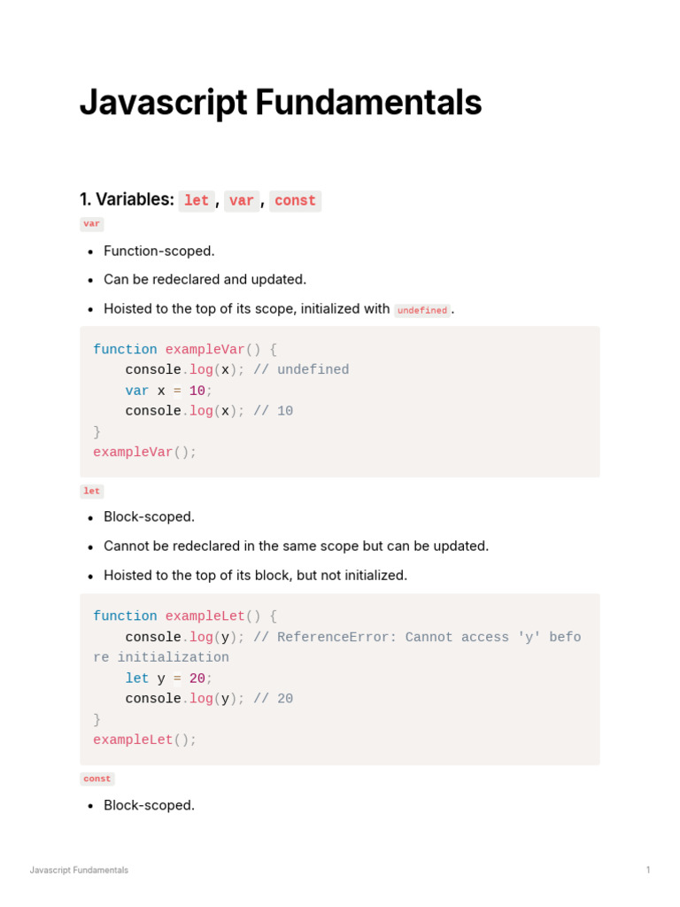 Javascript Fundamentals | PDF | Java Script | Scope (Computer Science)