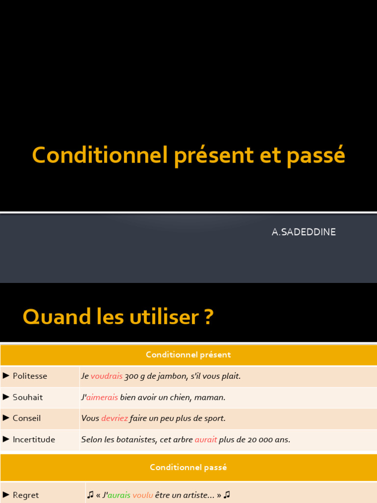 Conditionnel Présent Et Passé | PDF | Linguistique | Grammaire