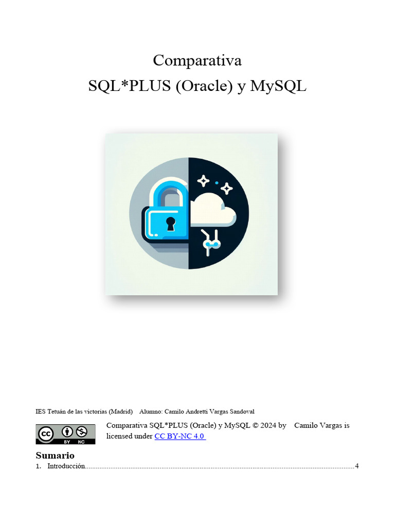 Comparativa SQLplus y MySQL - Camilo Vargas | Descargar gratis PDF | SQL | Mi sql