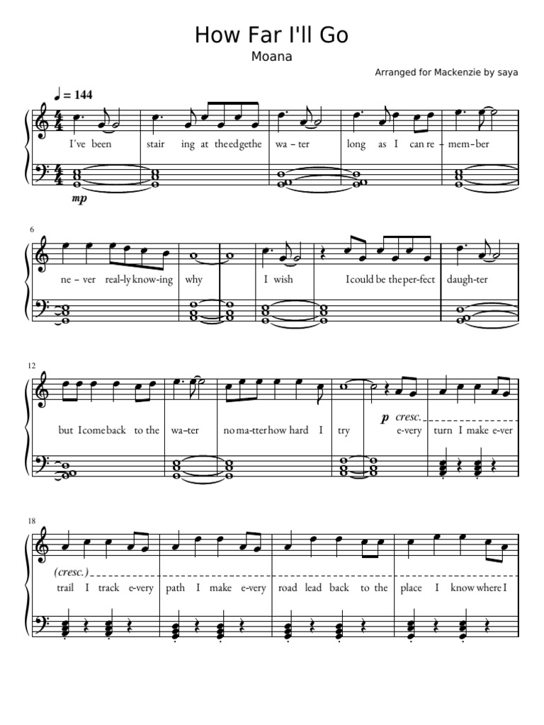 How Far Ill Go - Lin-Manuel Miranda | PDF