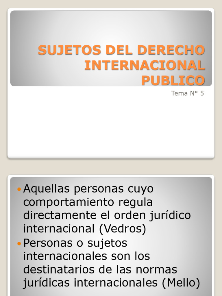 Tema #5 - Sujetos Del DIP | PDF | Estado (política) | Ley internacional
