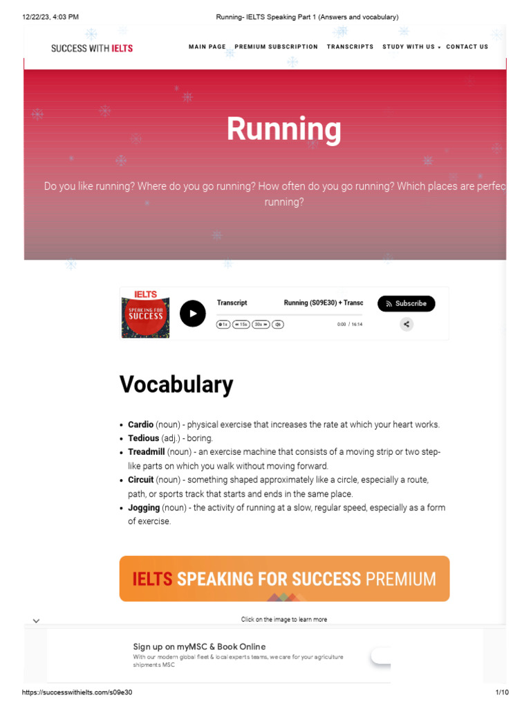 Running - IELTS Speaking Part 1 (Answers and Vocabulary) | PDF