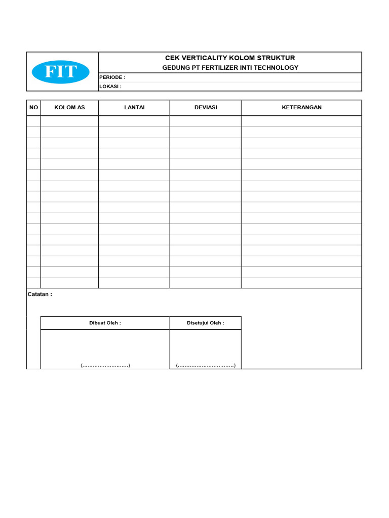 Form Cek Verticality Kolom Struktur | PDF