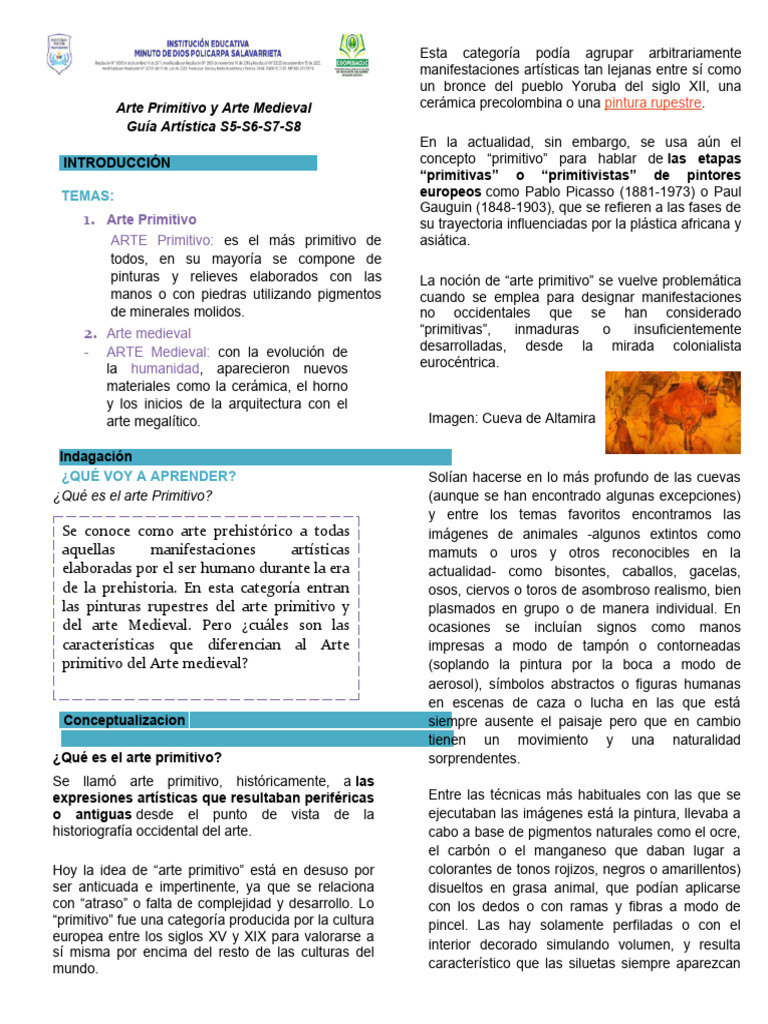 Características del Arte Primitivo | PDF | Pinturas | Edades medias