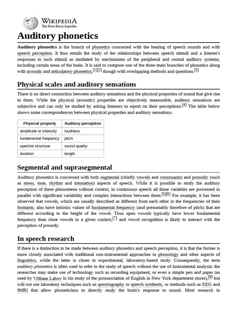 Auditory Phonetics | Download Free PDF | Human Voice | Cognitive Science