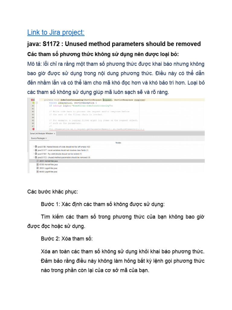 Link To Jira Project:: Java: S1172: Unused Method Parameters Should Be ...