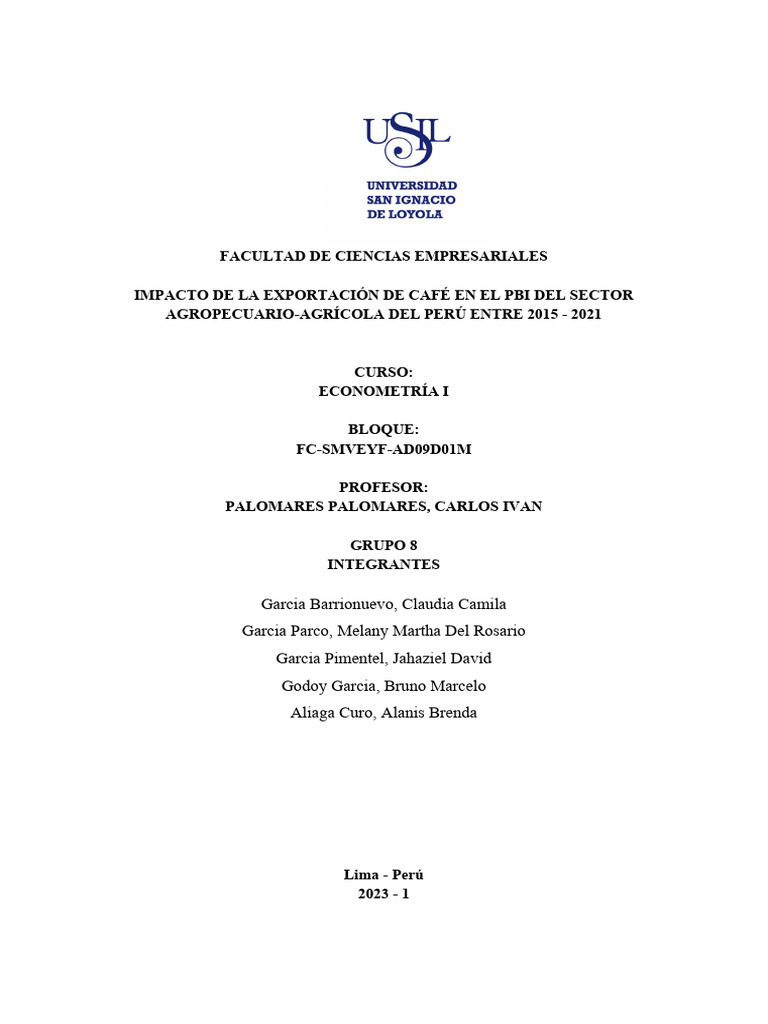 Trabajo Final de Econometria I | PDF | Tipo de cambio | café