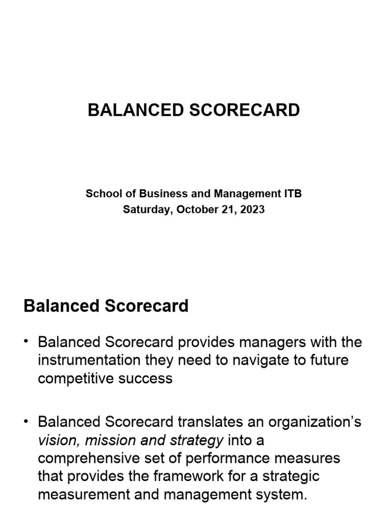 Balanced Scorecard Framework Overview | PDF | Strategic Management ...