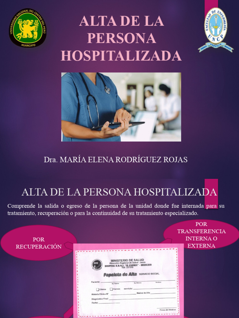 Proceso de Alta Hospitalaria: Tipos y Procedimientos | PDF | Hospital ...
