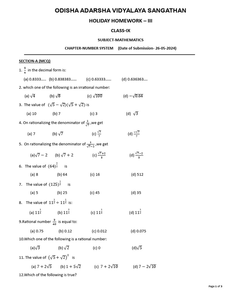 Class IX Math | Download Free PDF | Numbers | Rational Number