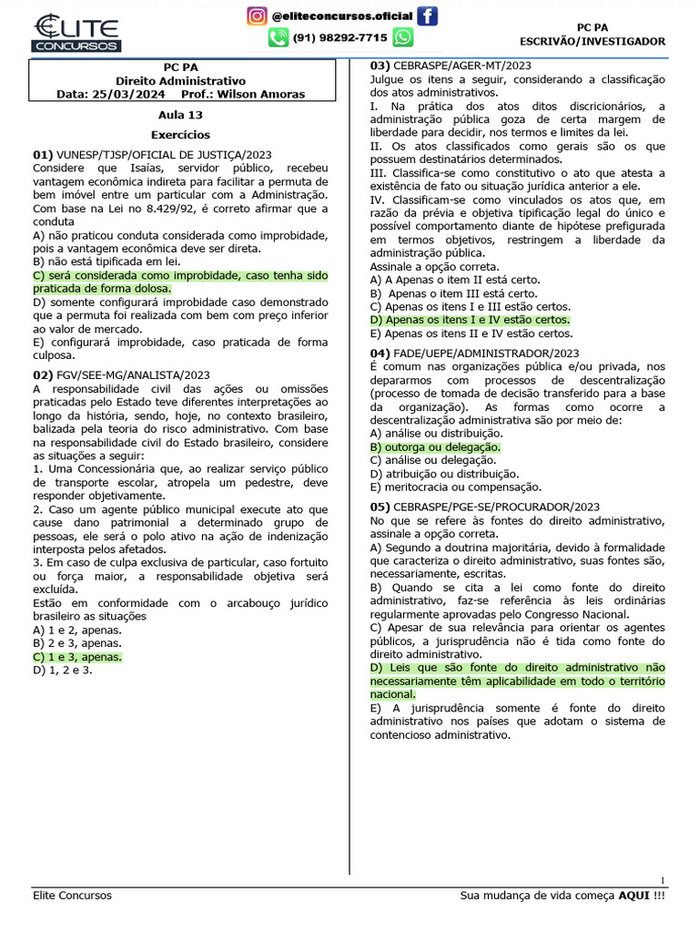 Aula13 Administrativo Revisao PCPA Noite T05 25 03 2024 | PDF ...