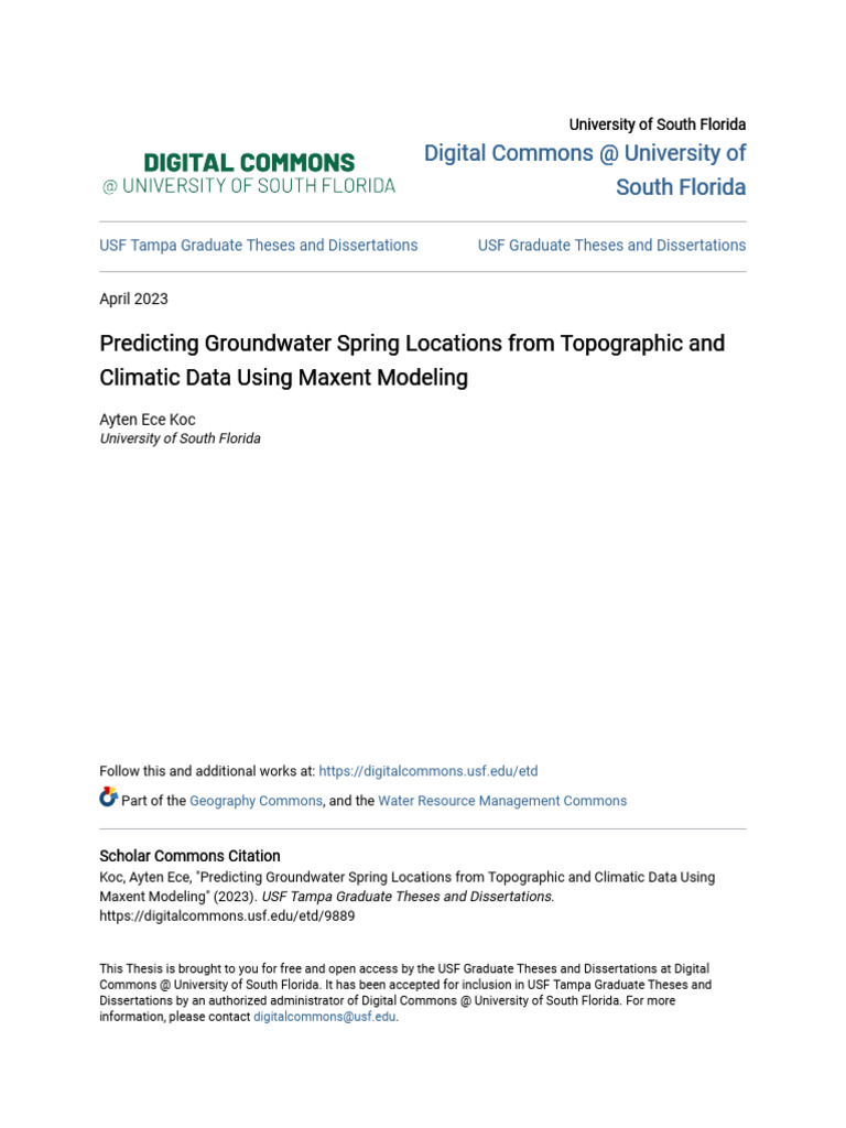 Predicting Groundwater Spring Locations From Topographic and Clim | PDF ...