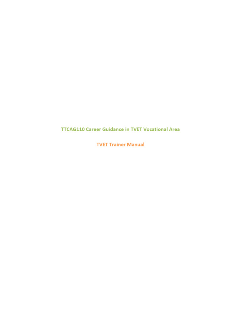 Ttcag110 Career Guidance in Tvet Vocational Area | PDF | Learning ...