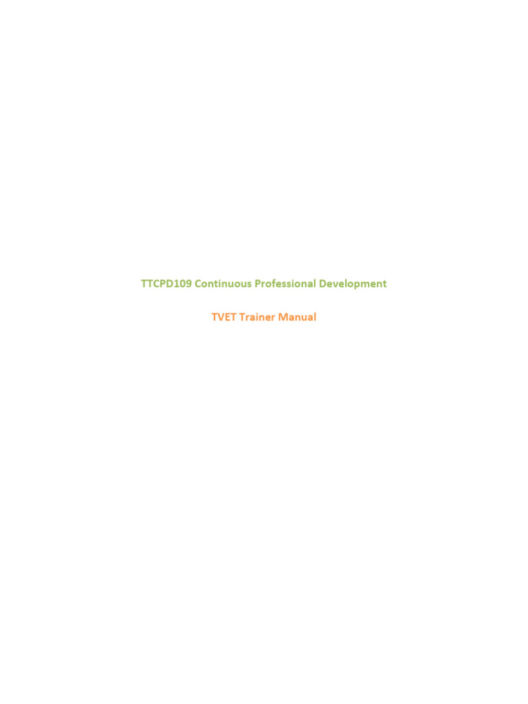 TTCPD109 Continuous Professional Development | PDF | Educational ...