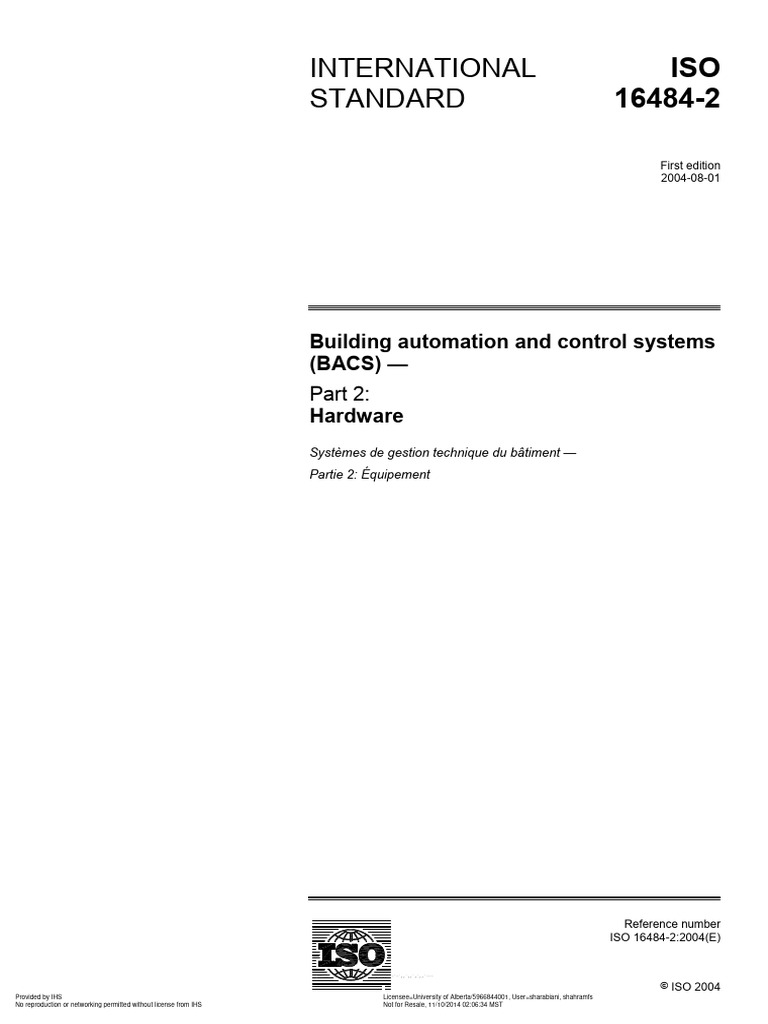 Iso 16484-2-2004 | PDF | International Organization For Standardization ...