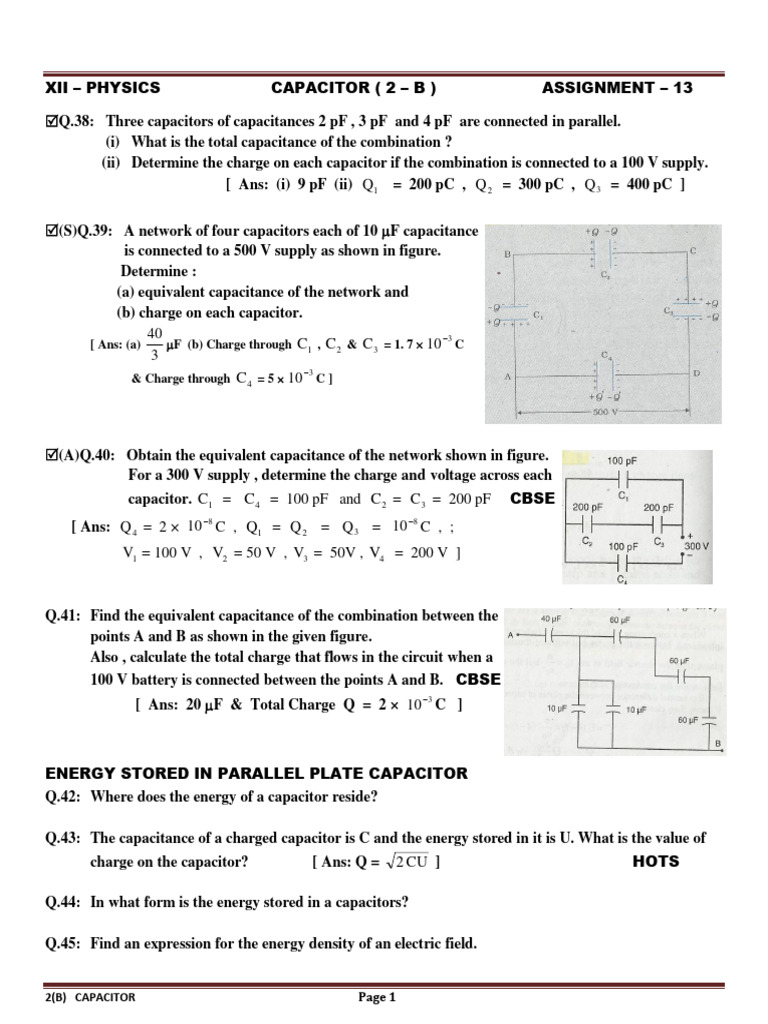 Capacitor Calculations and Energy Storage | PDF | Capacitor | Capacitance