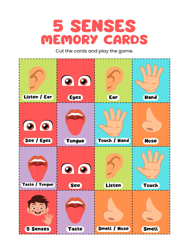 5 Senses Memory Cards | PDF | Language Arts & Discipline