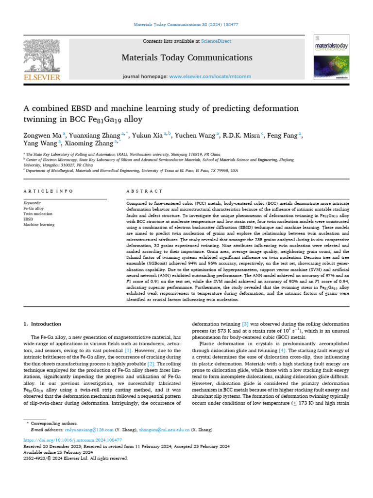 A Combined EBSD and Machine Learning Study | PDF | Plasticity (Physics ...