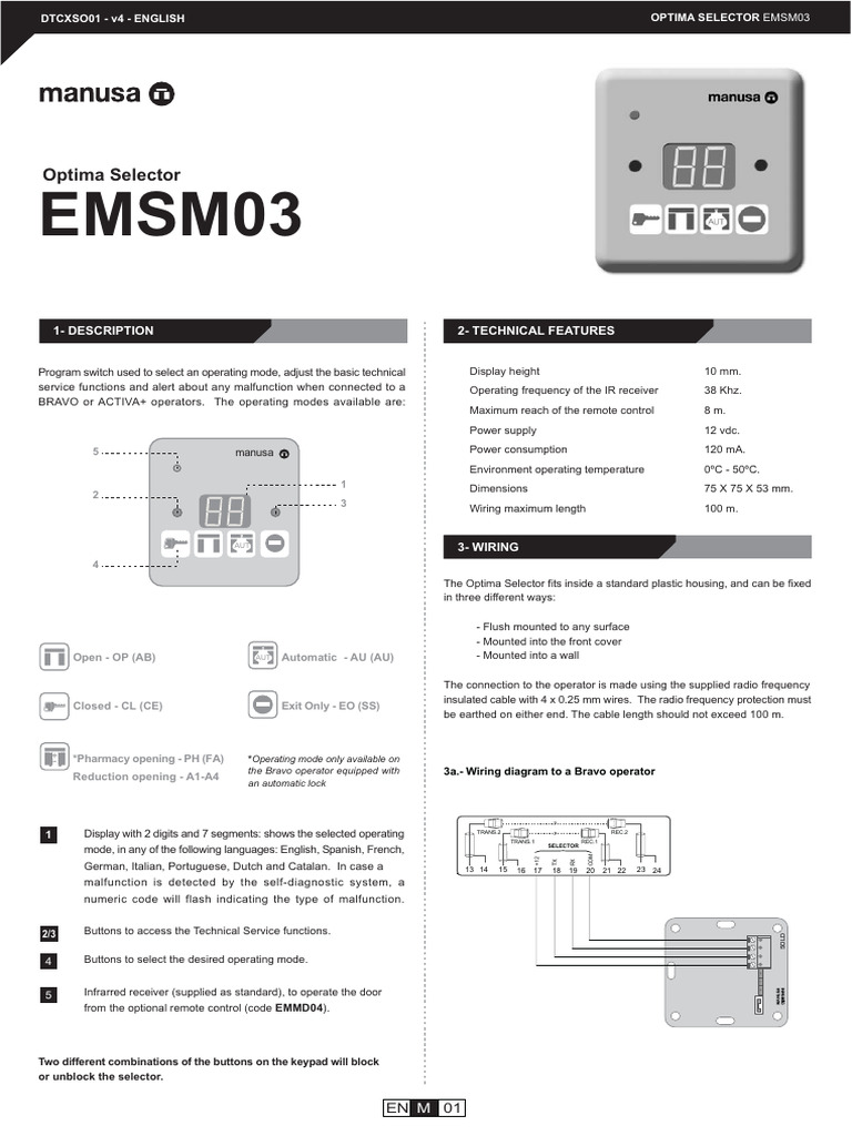 MANUAL Manusa OPTIMA Selector en | PDF | Electrical Wiring | Electrical Engineering