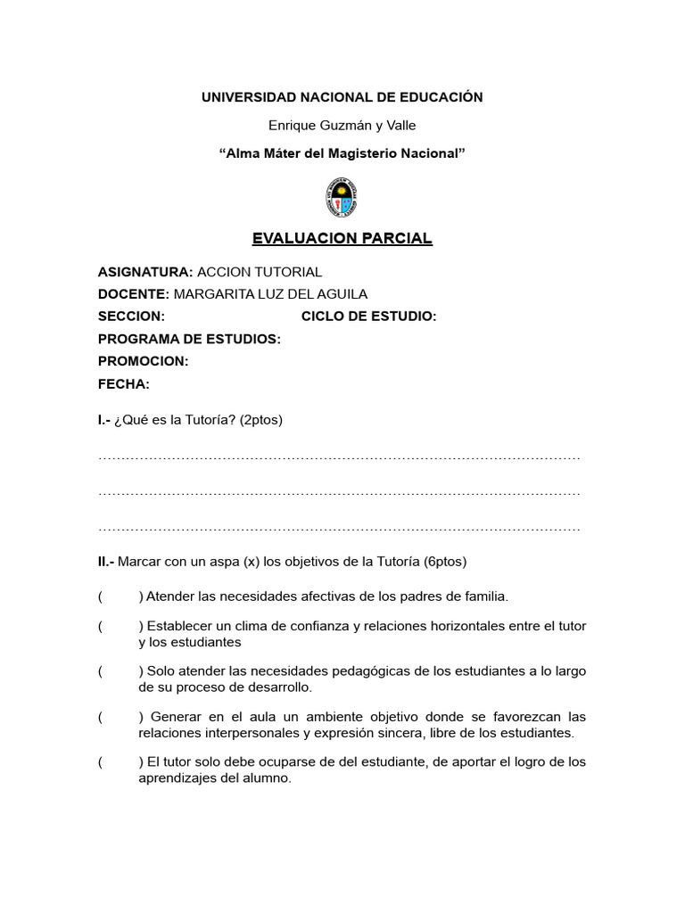 Evaluación Acción Tutorial UNED | PDF | Maestros | Salón de clases