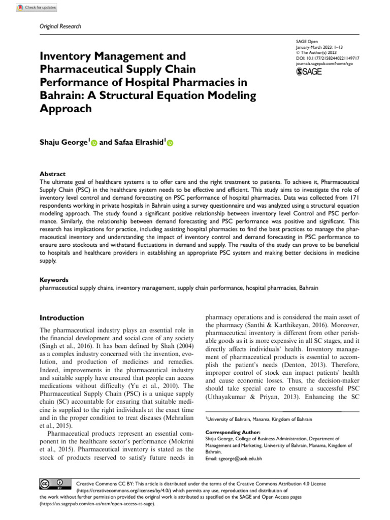 George Elrashid 2023 Inventory Management and Pharmaceutical Supply ...