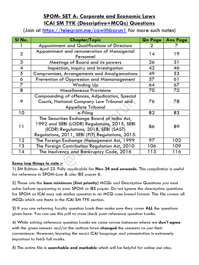 Law Icai Tyk+Mcq | Download Free PDF | Board Of Directors | Multiple Choice