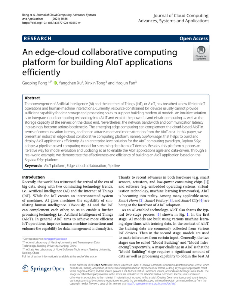 An Edge-Cloud Collaborative Computing Platform For Building AIoT Applications Efficiently | PDF ...