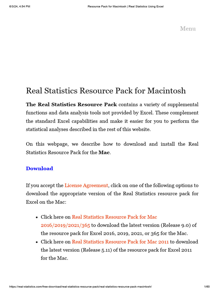 Resource Pack For Macintosh - Real Statistics Using Excel | PDF ... Resource Pack For Macintosh - Real Statistics Using Excel | PDF ...