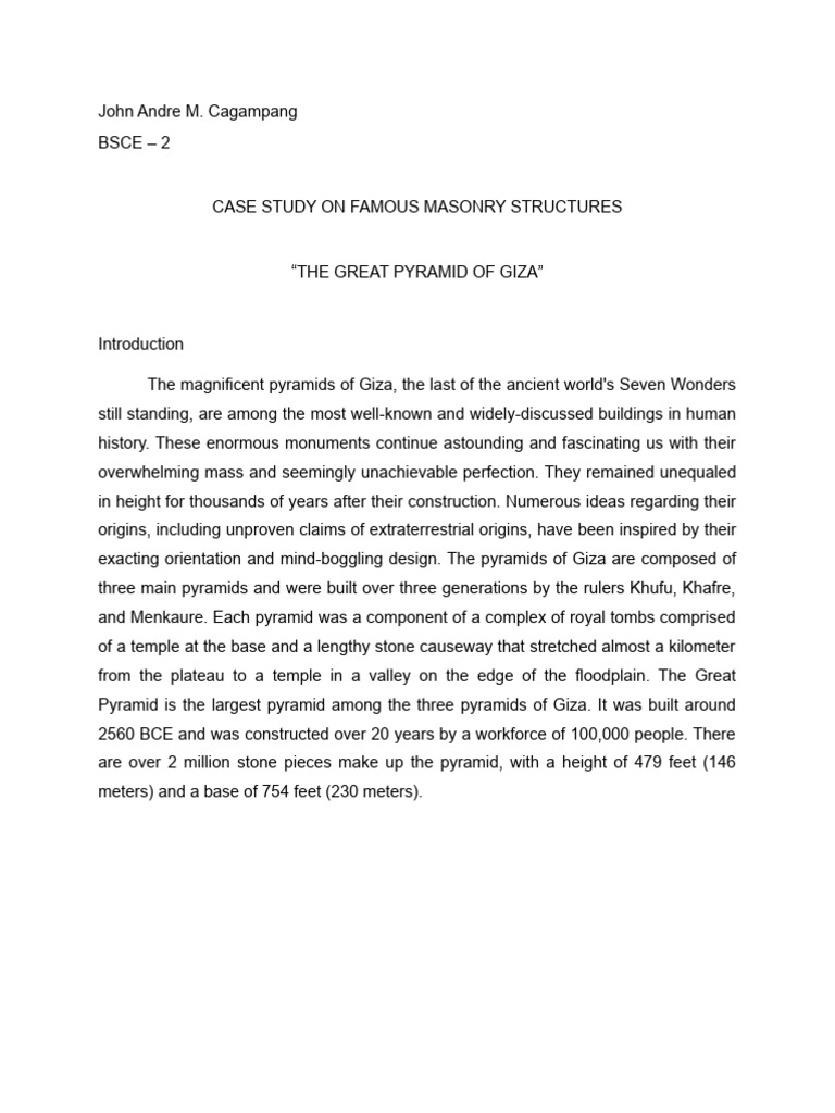 Great Pyramid of Giza Case Study | PDF | Egyptian Pyramids