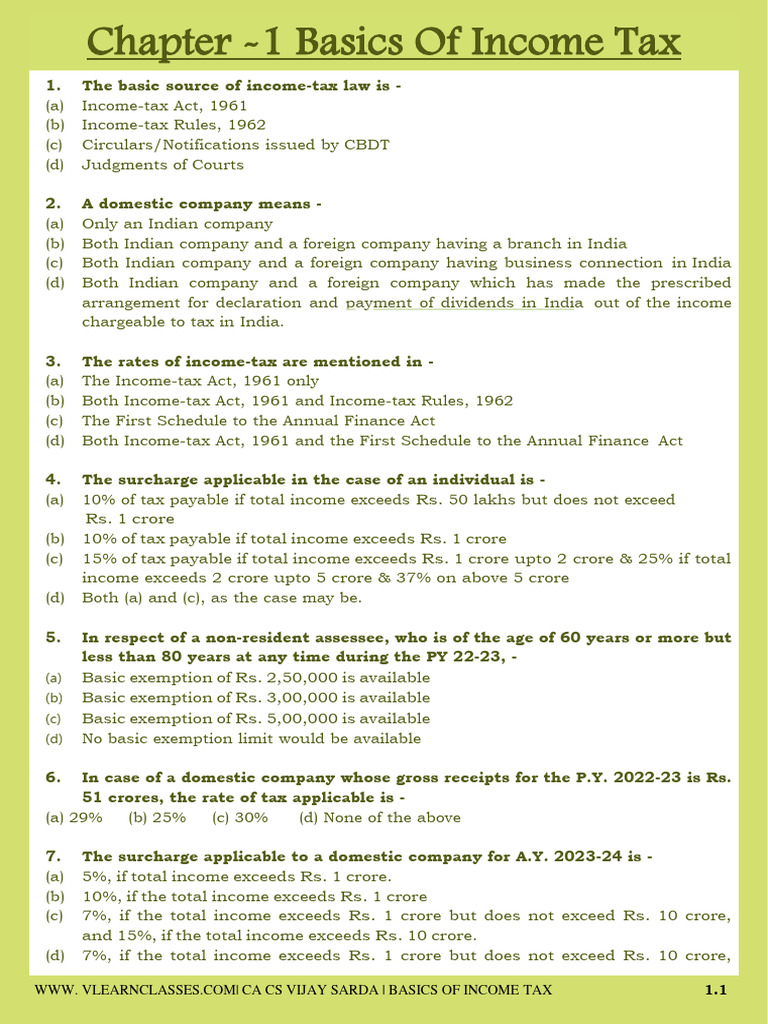 ch1 DT | PDF | Income Tax | Taxes