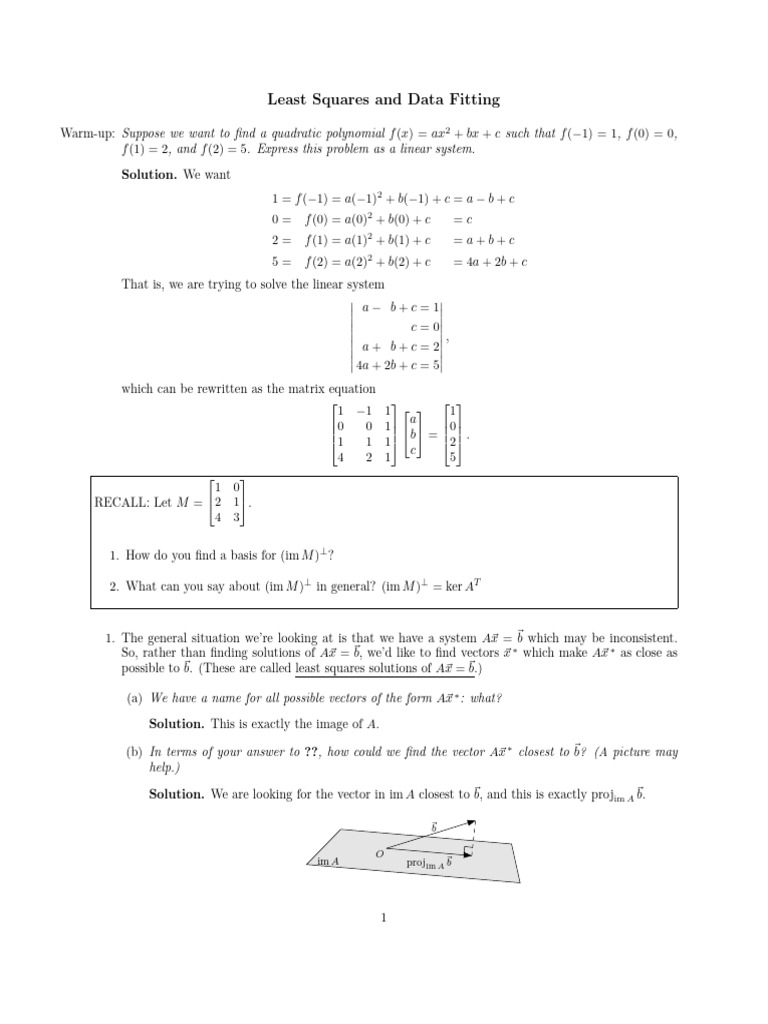 Least Squares and Data Fitting | PDF | System Of Linear Equations ... Least Squares and Data Fitting | PDF | System Of Linear Equations ...