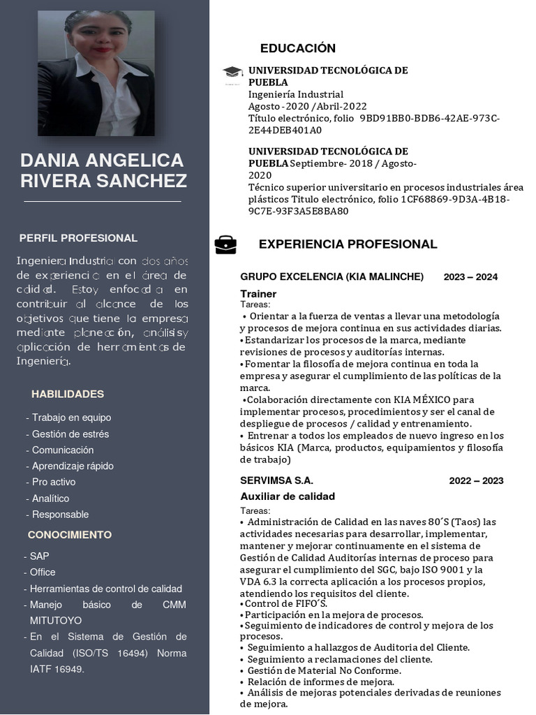 CV - Rivera - Sanchez - Dania Angelica | PDF | Business