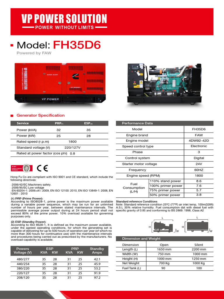 Data Sheet 35 Kva Tri | PDF | Electric Generator | Mains Electricity
