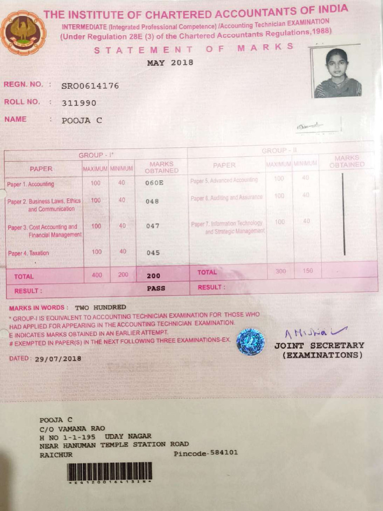 IPCC Marksheet Compressed | PDF