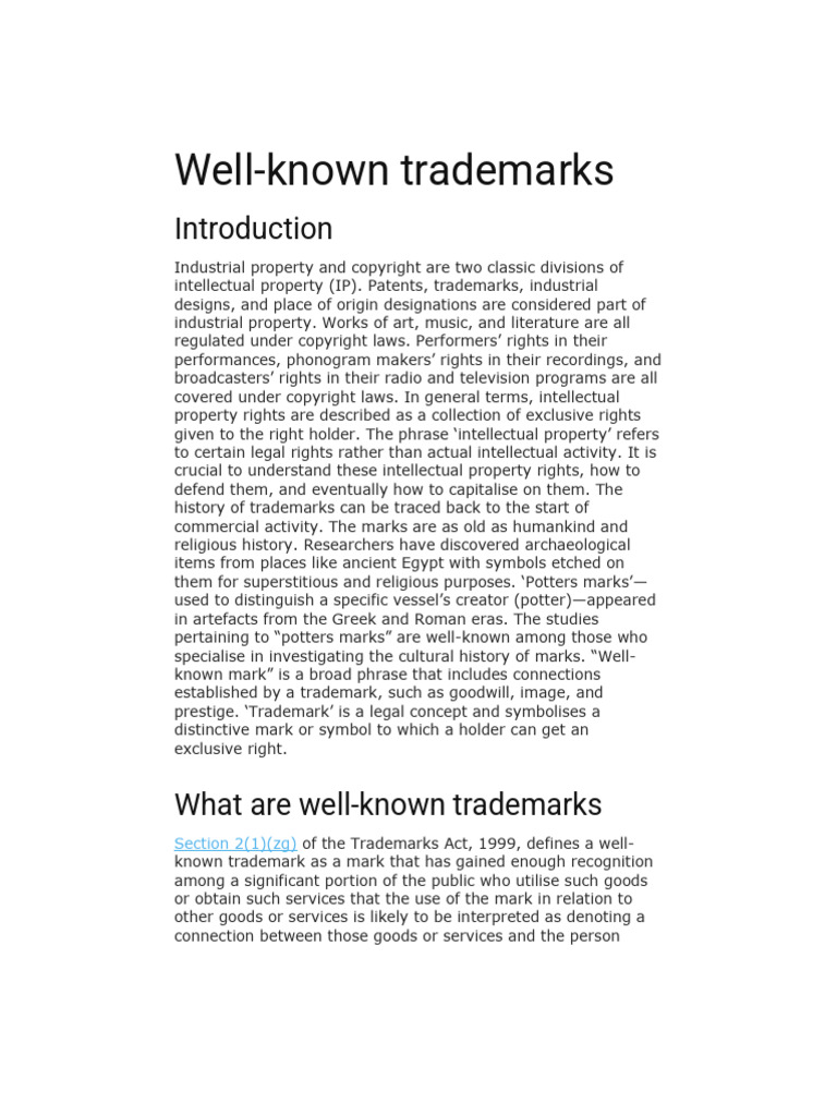 Well Known Mark | PDF | Trademark | Legal Remedy