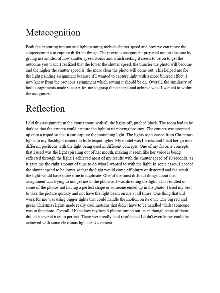 Light Painting Reflection | PDF