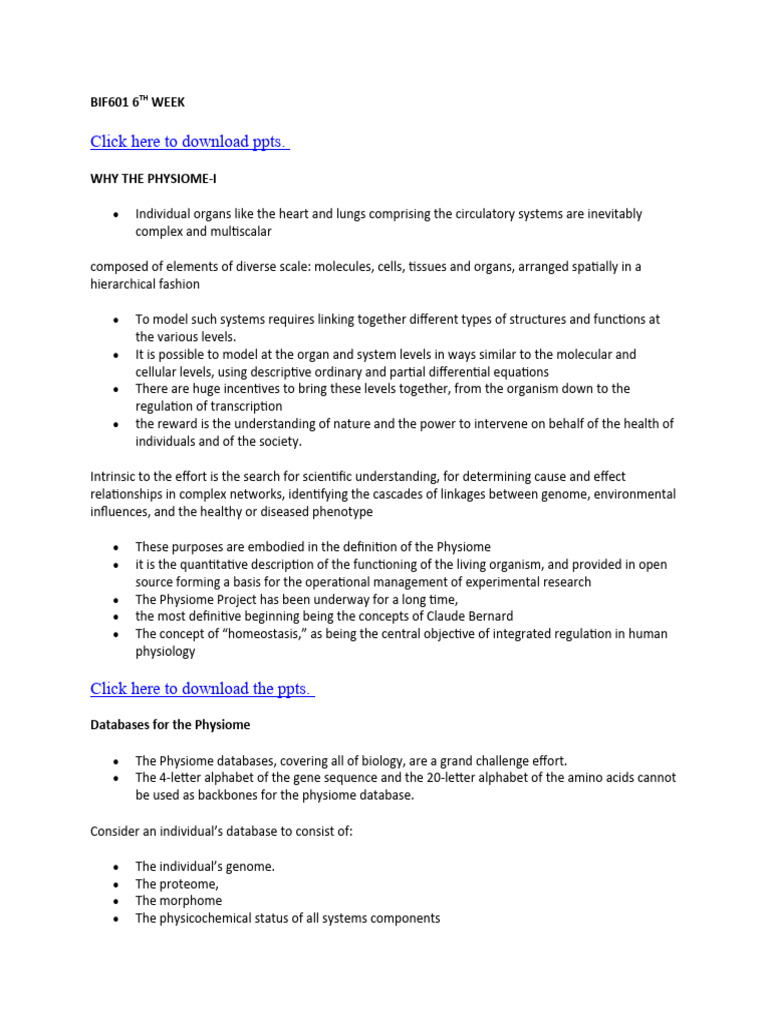 Understanding the Physiome Project | PDF | System | Gene