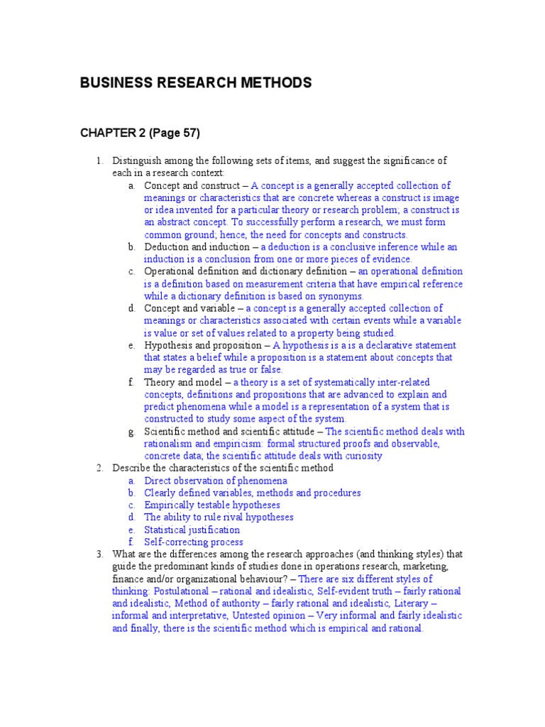 Key Concepts in Business Research Methods | PDF | Scientific Method ...