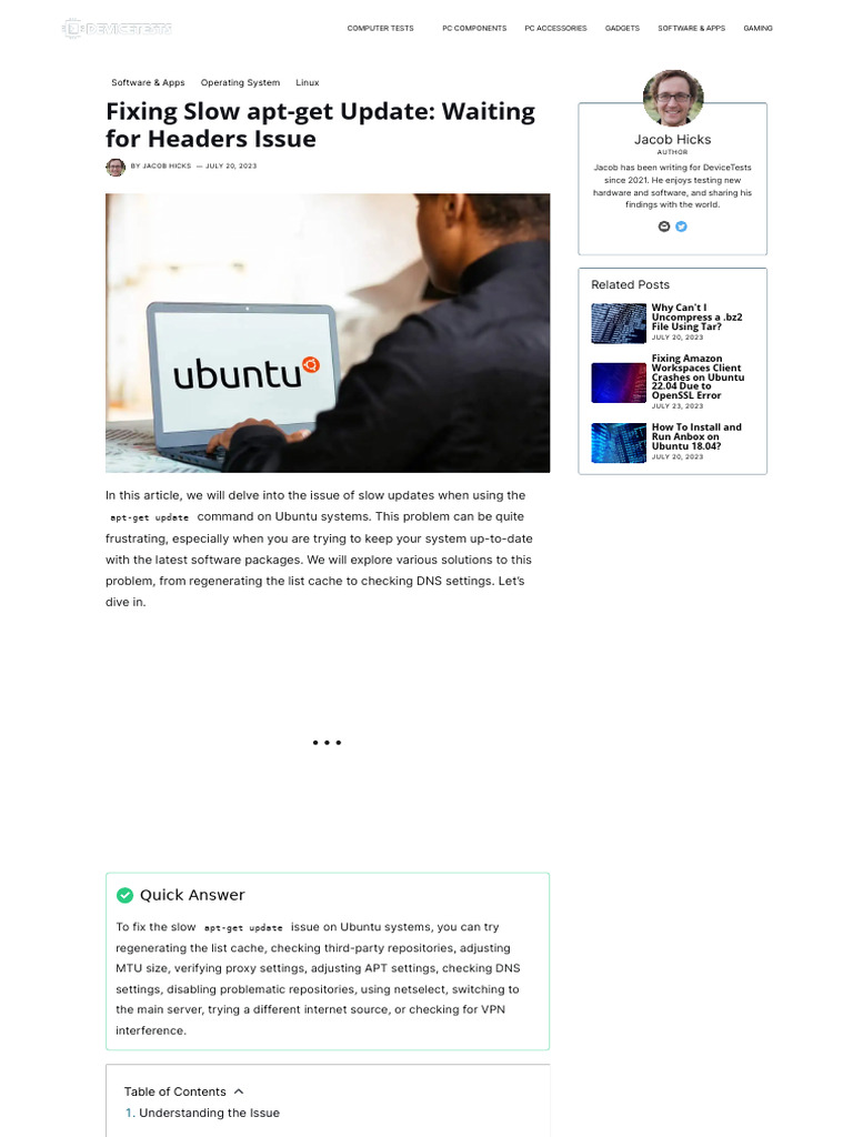 Fixing Slow 'Apt-Get Update' (Wait For Headers Issue) | PDF | Software Repository | Proxy Server