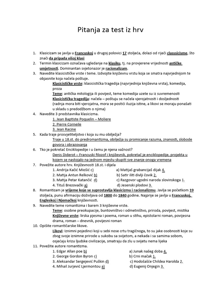 Pitanja Za Test Iz HRV | PDF
