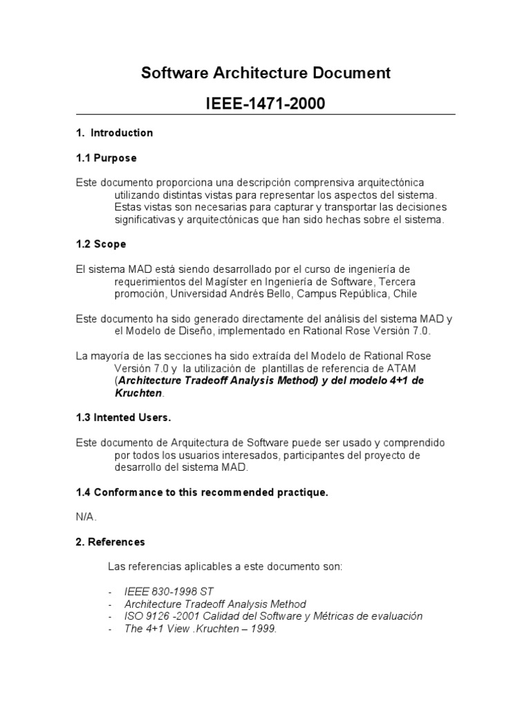 IEEE-1471-MAD v1.0 Claudio Jara | PDF | Marco de software | Software