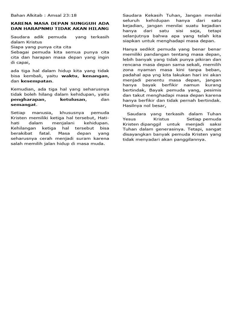 Khotbah Pemuda 2 | PDF