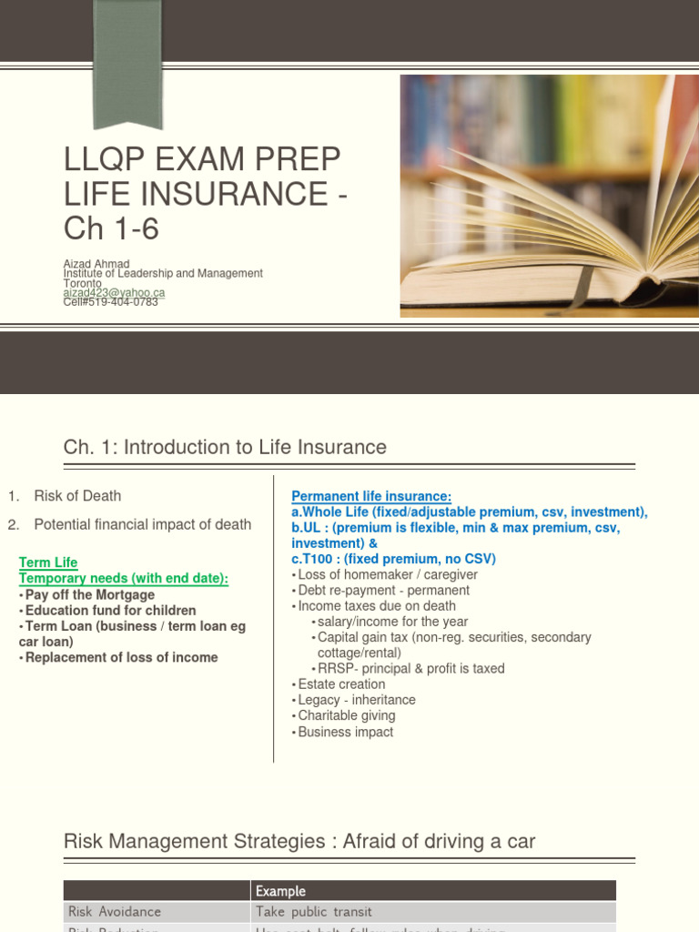 1.1 LLQP Life Insurance - Part 1 | PDF | Insurance | Life Insurance