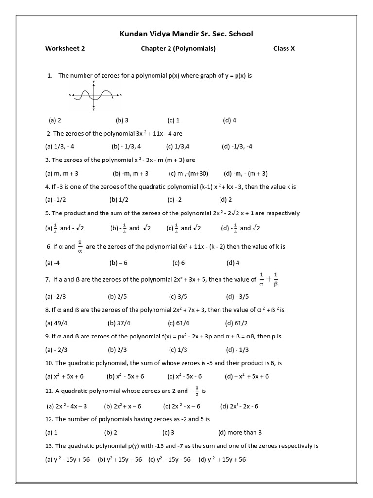 Ch.2 Worksheet | PDF | Polynomial | Zero Of A Function