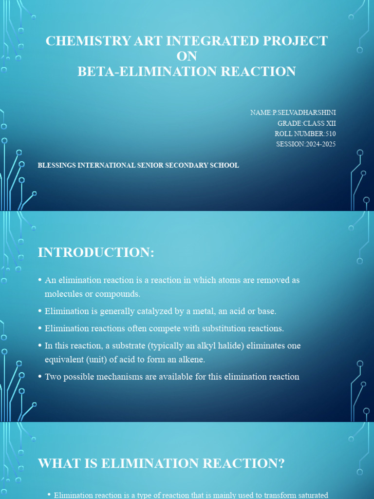 Beta Elimination | PDF | Chemical Reactions | Alkene