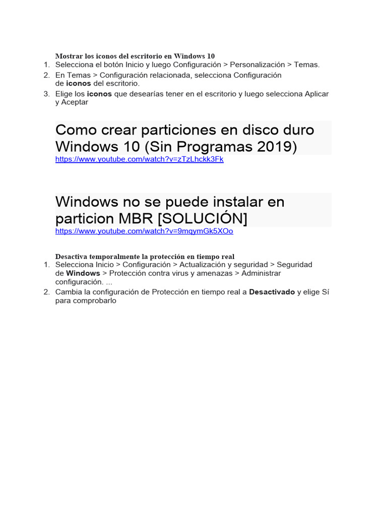 Mostrar iconos en escritorio Windows 10 | PDF