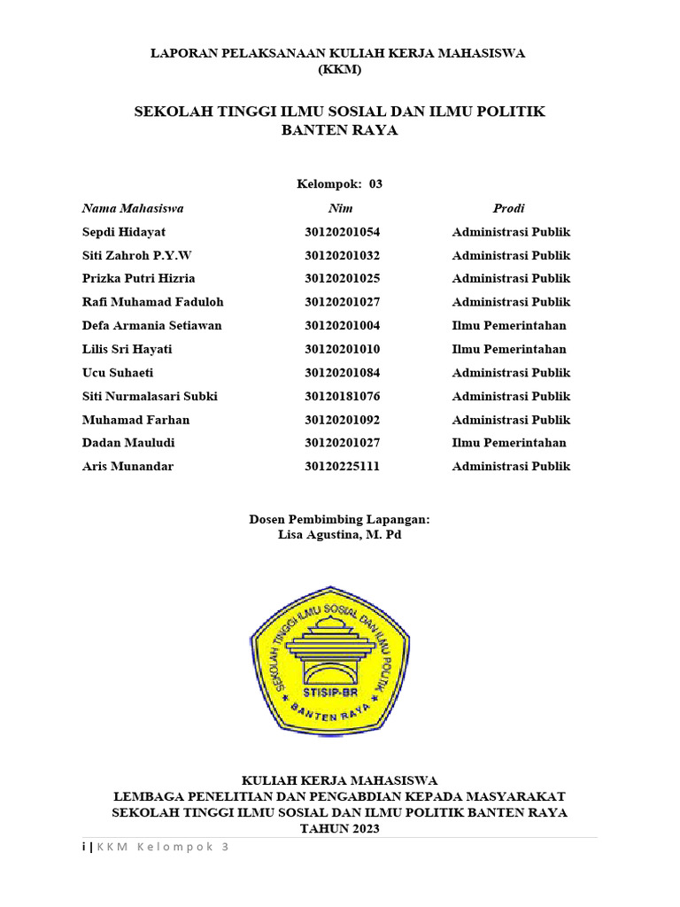 Laporan KKM STISIP Banten Raya 2023 | PDF | Karier & Perkembangan | Bisnis