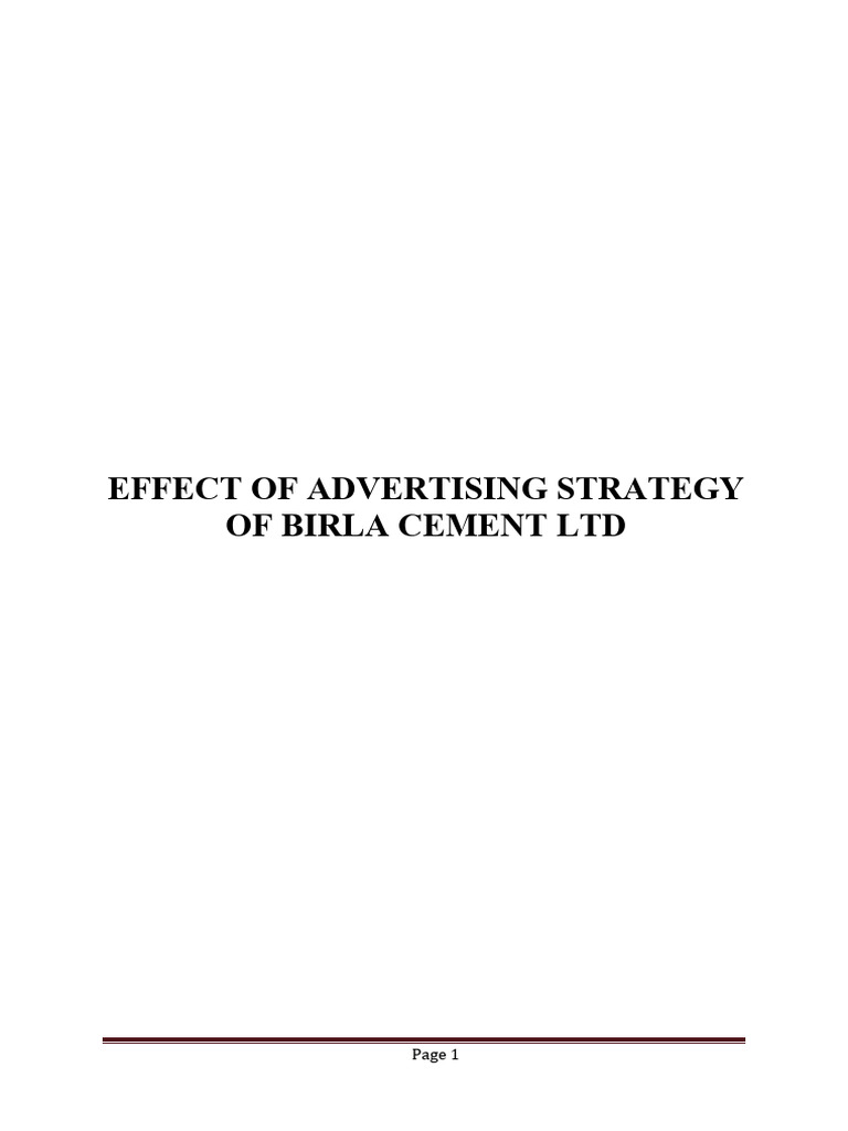 Effect of Advertising Strategy of Birla Cement LTD | PDF | Advertising ... Effect of Advertising Strategy of Birla Cement LTD | PDF | Advertising ...